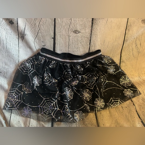 Bottoms | Celebrate Halloween Silver Spider Web Black Skirt Girls Mesh ...